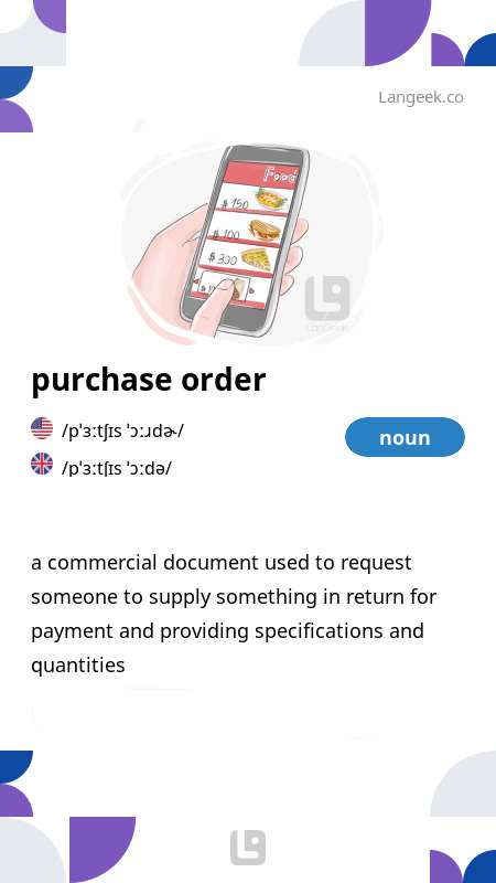 Definition & Meaning of "Purchase order" | Picture Dictionary