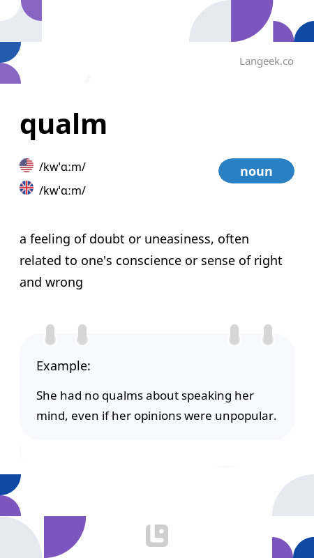 Definition & Meaning of "Qualm" | Picture Dictionary