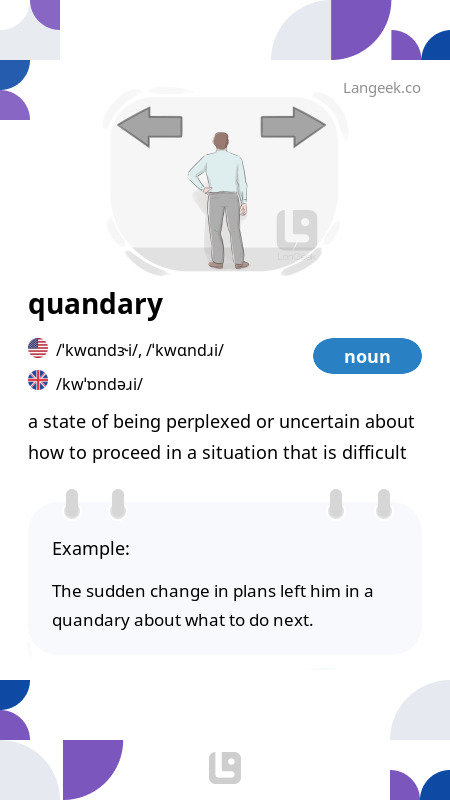 Definition & Meaning of "Quandary" | LanGeek