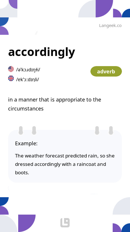 Definition & Meaning of "Accordingly" | Picture Dictionary