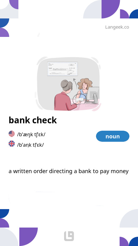Definition & Meaning of "Bank check" | Picture Dictionary