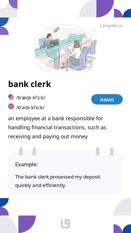 Definition & Meaning of "Bank clerk" | Picture Dictionary