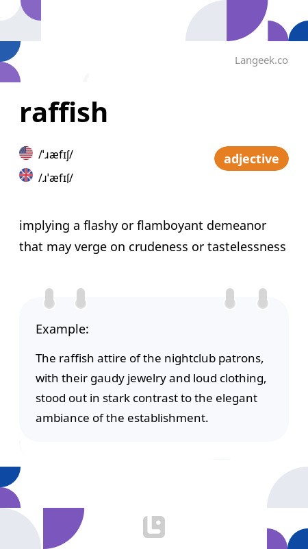 Definition & Meaning of "Raffish" | Picture Dictionary