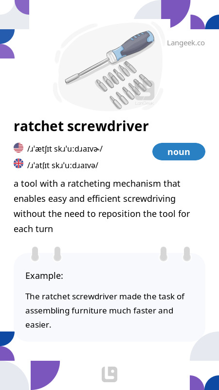 Definition & Meaning of "Ratchet screwdriver" | Picture Dictionary