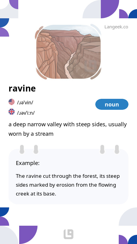 Definition & Meaning of "Ravine" | Picture Dictionary