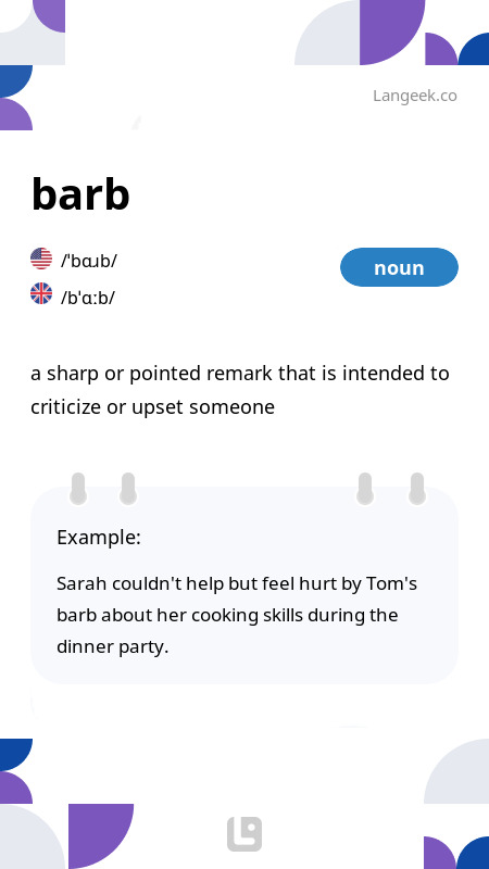 Definition & Meaning of "Barb" | Picture Dictionary