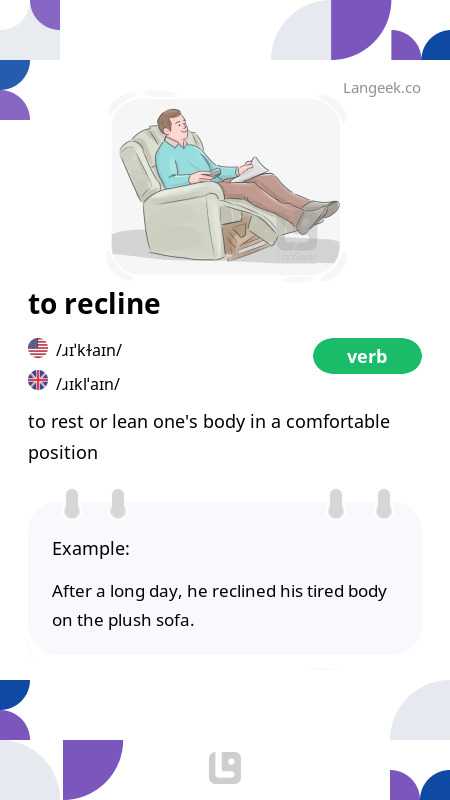 Definition & Meaning of "Recline" | Picture Dictionary