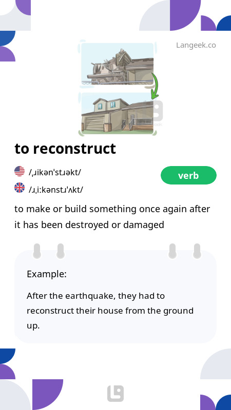 Definition & Meaning of "Reconstruct" | LanGeek