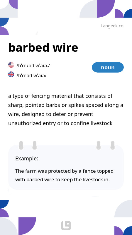Definition & Meaning of "Barbed wire" | Picture Dictionary