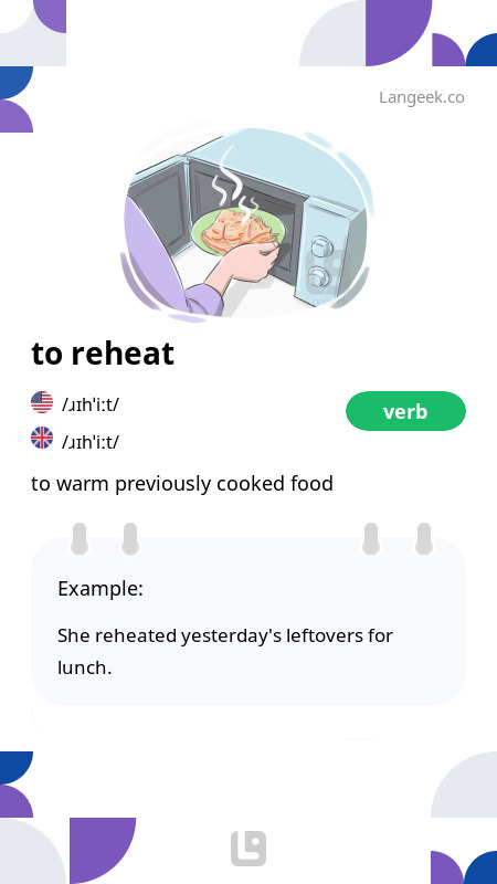 Definition & Meaning of "Reheat" | Picture Dictionary