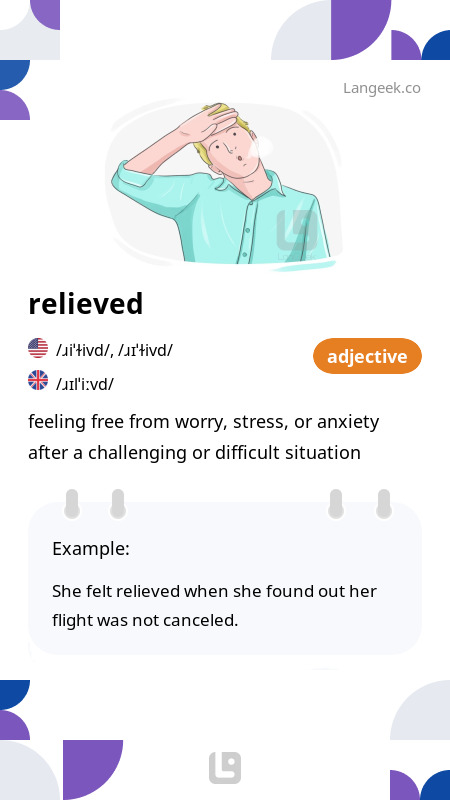 Definition & Meaning of "Relieved" | Picture Dictionary