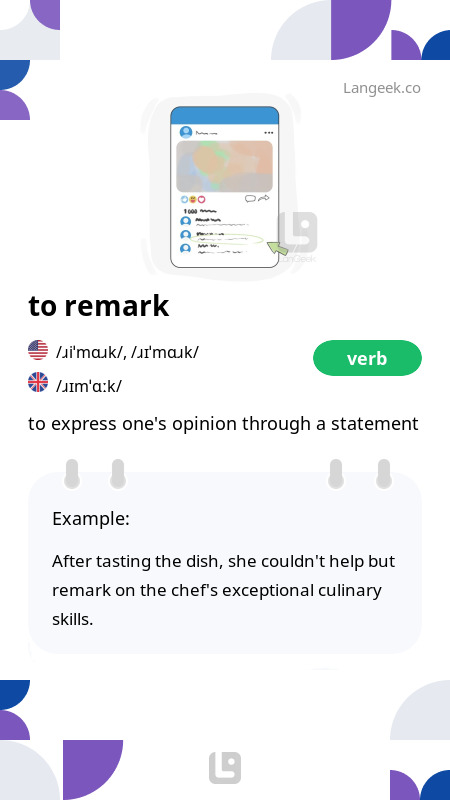 Definition & Meaning of "Remark" | LanGeek