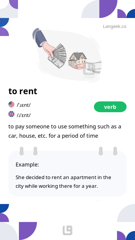 Definition & Meaning of "Rent" | LanGeek