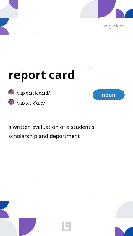 Definition & Meaning of "Report card" | Picture Dictionary