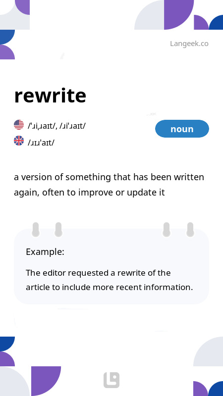 Definition & Meaning of "Rewrite" | Picture Dictionary