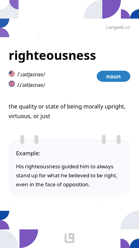 Definition & Meaning of "Righteousness" | Picture Dictionary