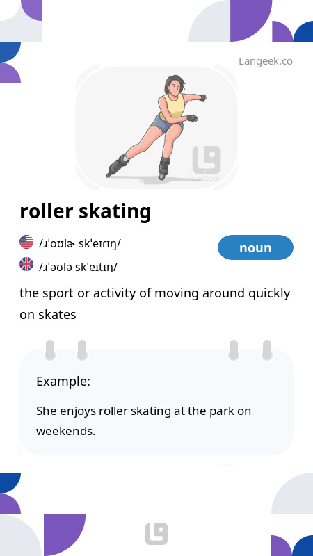 Definition & Meaning of "Roller skating" | Picture Dictionary