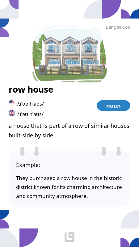 Definition & Meaning of "Row house" | Picture Dictionary