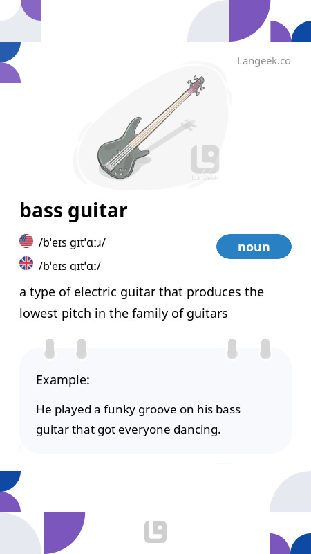 Definition & Meaning of "Bass guitar" | Picture Dictionary