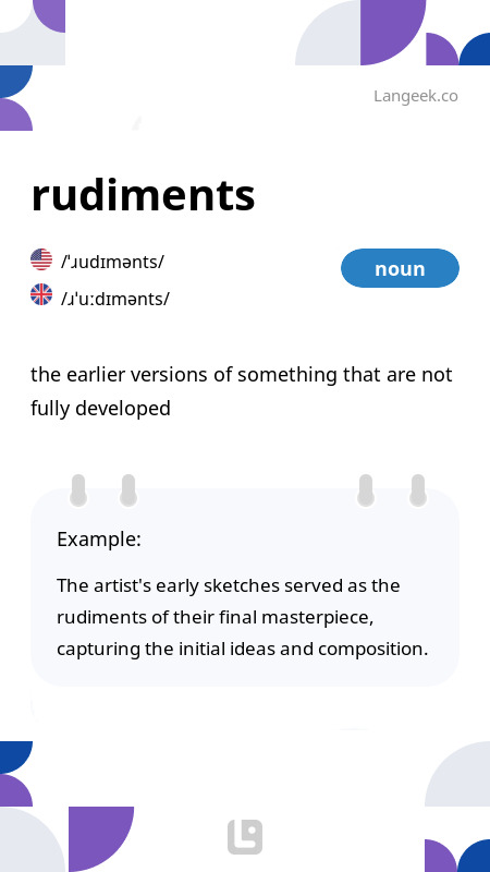 Definition & Meaning of "Rudiments" | Picture Dictionary