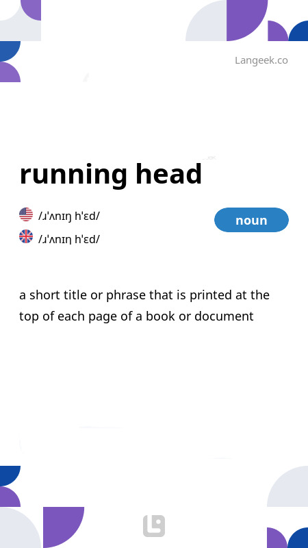 Definition & Meaning of "Running head" | Picture Dictionary