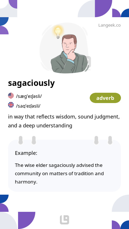 Definition & Meaning of "Sagaciously" | Picture Dictionary