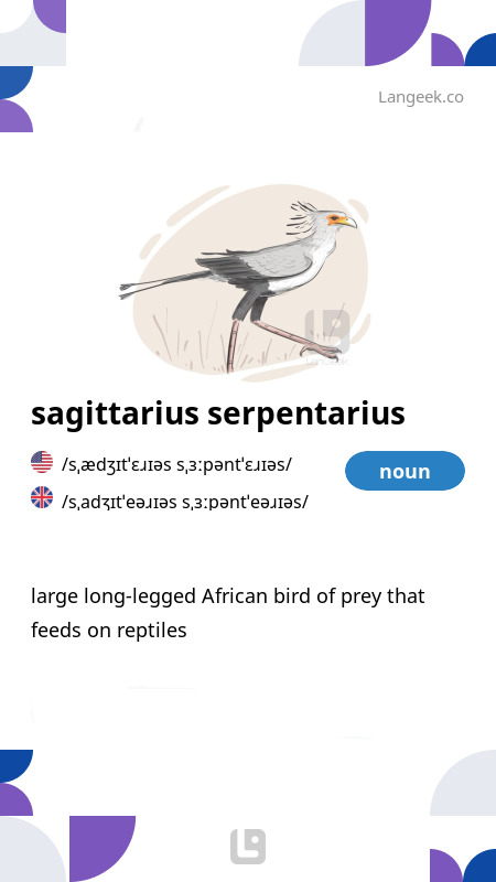 Definition & Meaning of "Sagittarius serpentarius" | Picture Dictionary
