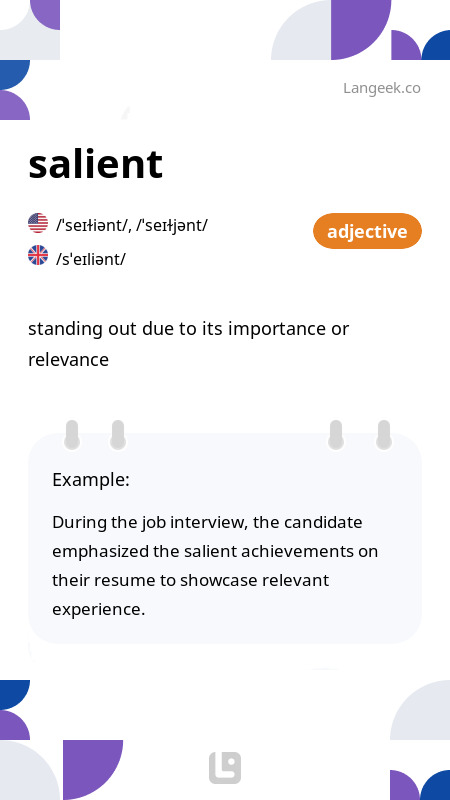 Definition & Meaning of "Salient" | Picture Dictionary