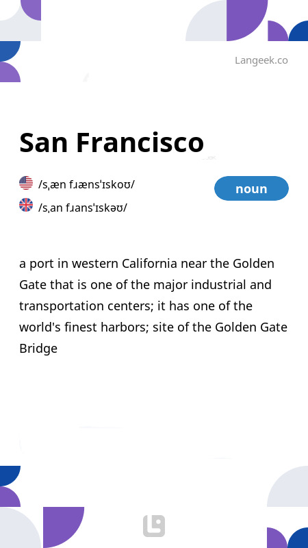 Definition & Meaning of "San francisco" | Picture Dictionary