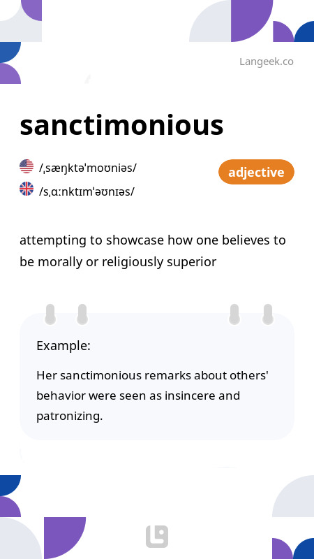 Definition & Meaning of "Sanctimonious" | Picture Dictionary
