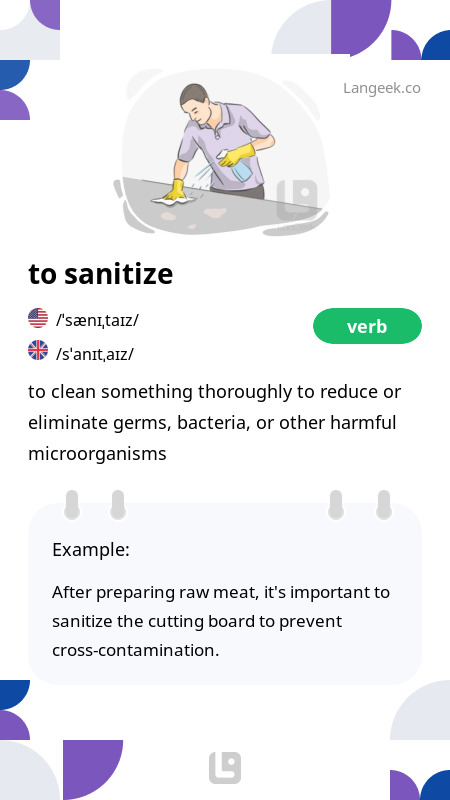 Definition & Meaning of "Sanitize" | Picture Dictionary