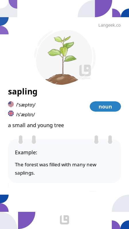 Definition & Meaning of "Sapling" | LanGeek