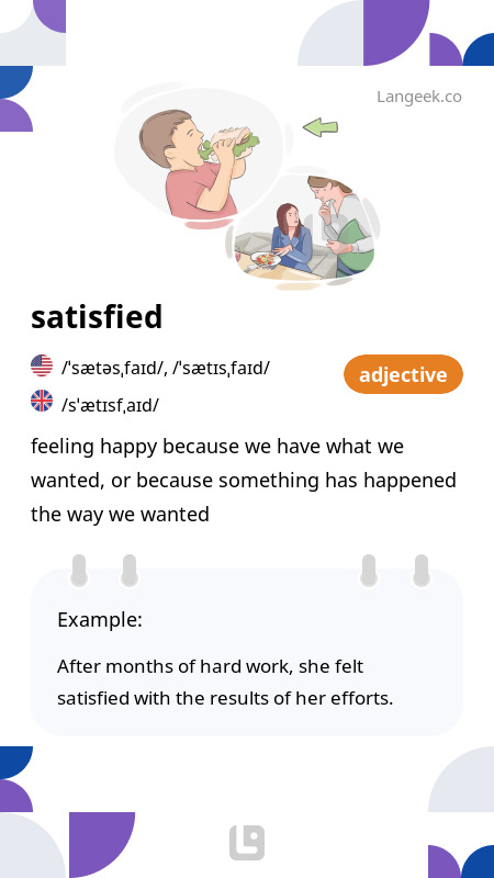 Definition & Meaning of "Satisfied" | Picture Dictionary