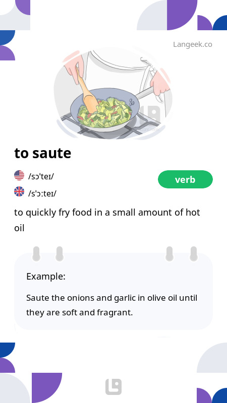 Definition & Meaning of "Saute" | Picture Dictionary