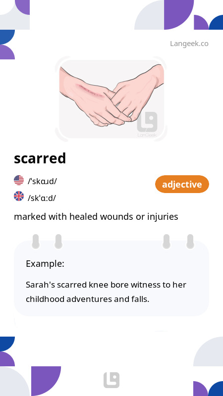 Definition & Meaning of "Scarred" | Picture Dictionary