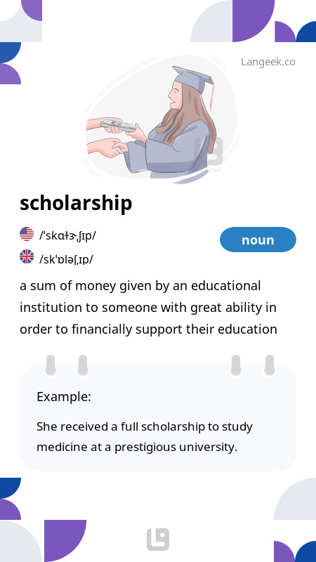 Definition & Meaning of "Scholarship" | LanGeek