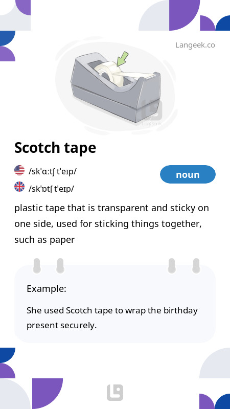 Definition & Meaning of "Scotch tape" | Picture Dictionary