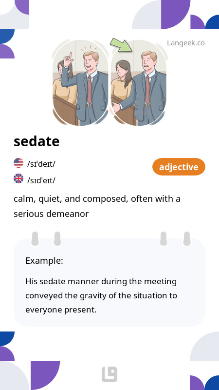 Definition & Meaning of "Sedate" | Picture Dictionary