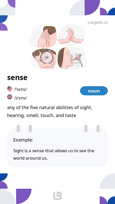 Definition & Meaning of "Sense" | LanGeek