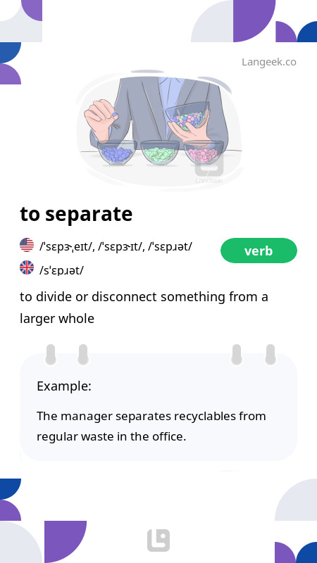 Definition & Meaning of "Separate" | Picture Dictionary
