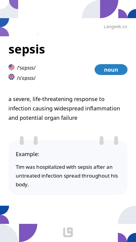 Definition & Meaning of "Sepsis" | Picture Dictionary