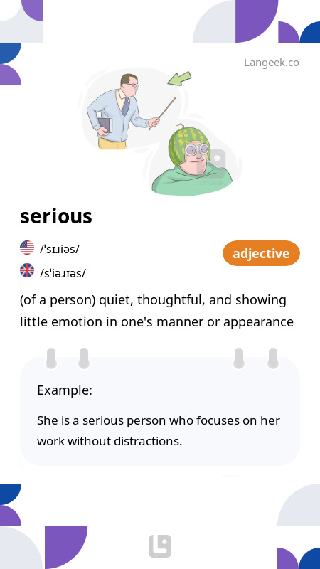 Definition & Meaning of "Serious" | LanGeek