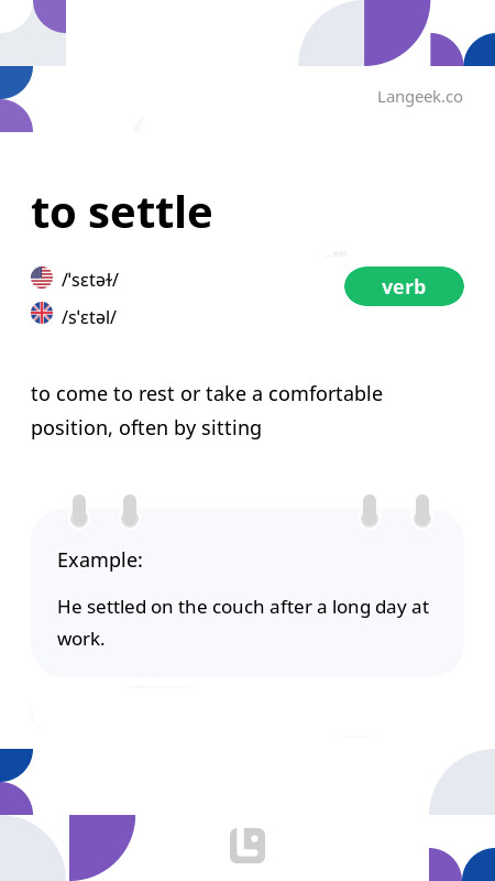 Definition & Meaning of "Settle" | Picture Dictionary