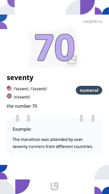 Definition & Meaning of "Seventy" | Picture Dictionary