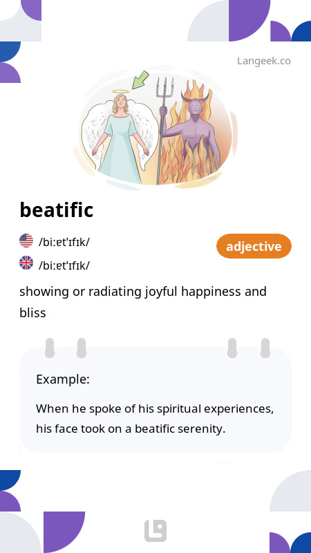 Definition & Meaning of "Beatific" | Picture Dictionary