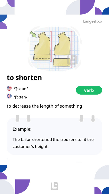 Definition & Meaning of "Shorten" | Picture Dictionary
