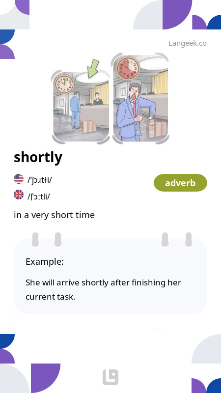 Definition & Meaning of "Shortly" | Picture Dictionary