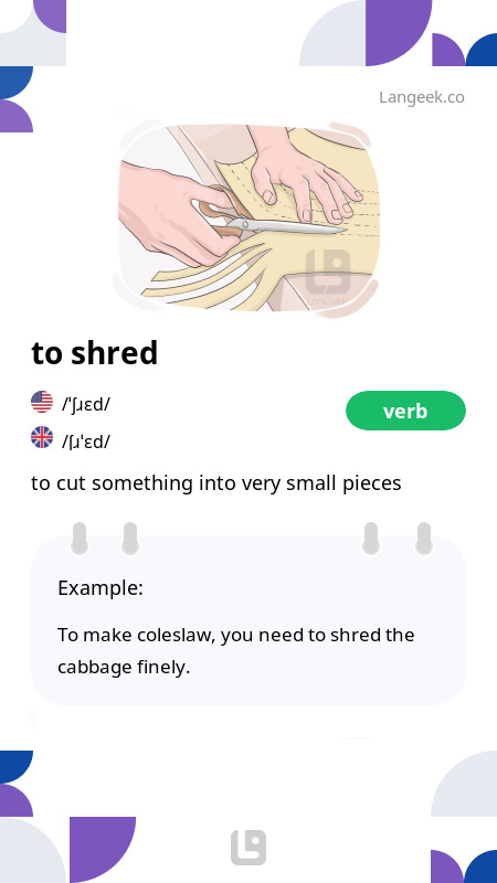 Definition & Meaning of "Shred" | Picture Dictionary