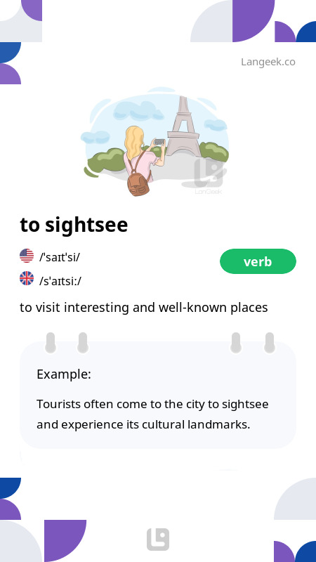 Definition & Meaning of "Sightsee" | Picture Dictionary