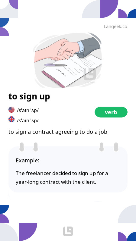 Definition & Meaning of "Sign up" | LanGeek